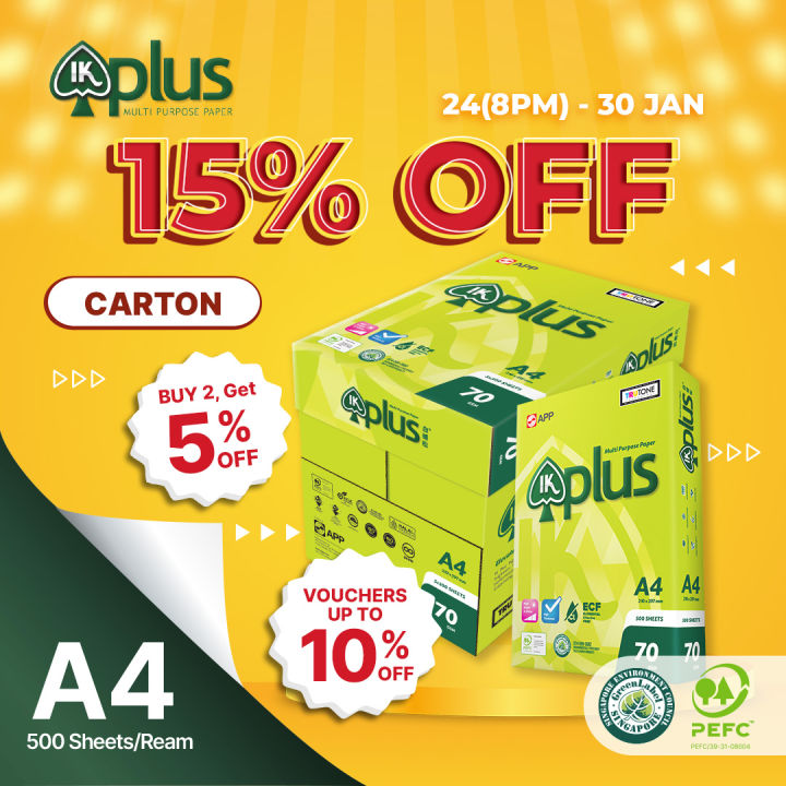 IK Plus / IK Signature Copier Paper 5 reams per carton A4 | Lazada ...
