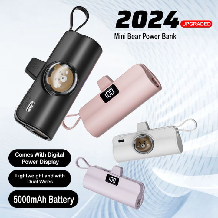 Mini Pocket Size Power Bank Type C Port Bear X455 with Power Digital ...