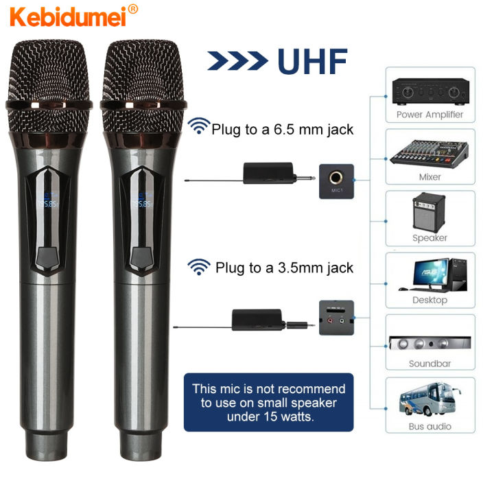 Kebidumei UHF Wireless Microphone Dual Handheld Dynamic Microphone ...