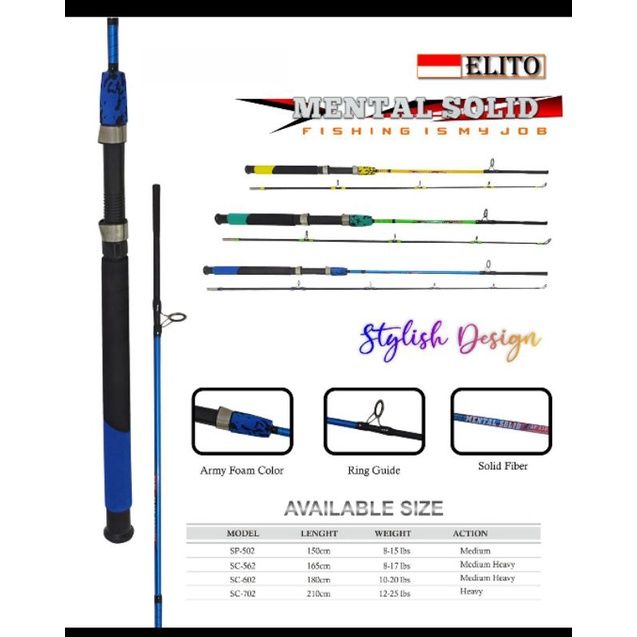 joran fiber elito mental solid 150 165 180 fiber solid | Lazada Indonesia