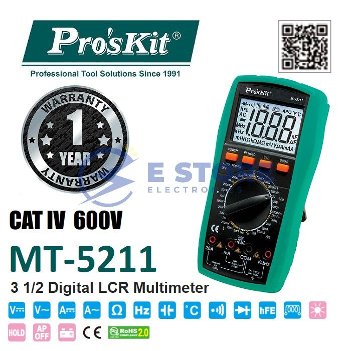 Pro'sKit MT-5211 3½ Digital LCR Multimeter (Taiwan) | Lazada