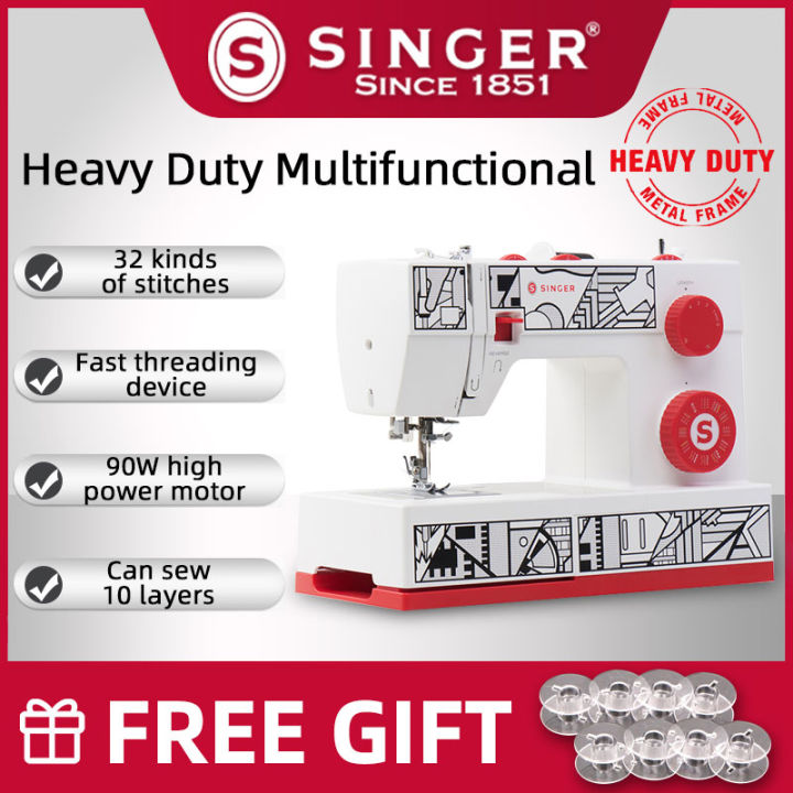 เครื่องเย็บผ้า Singer CP6355 Heavy Duty สัญญาไฟฟ้า Multi-Function Lockrand Buttonhole วัสดุ ...