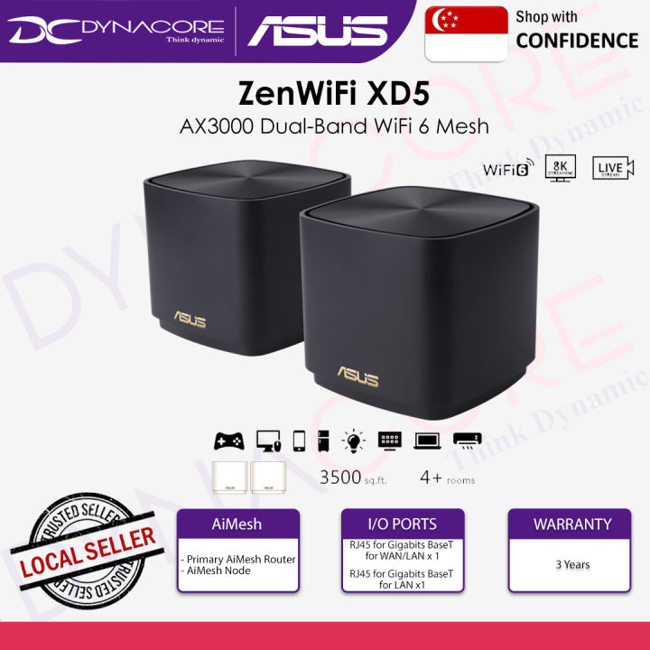 ASUS ZenWiFi XD5 AX3000 2-Pack WiFi 6 Mesh Router System - Black ...