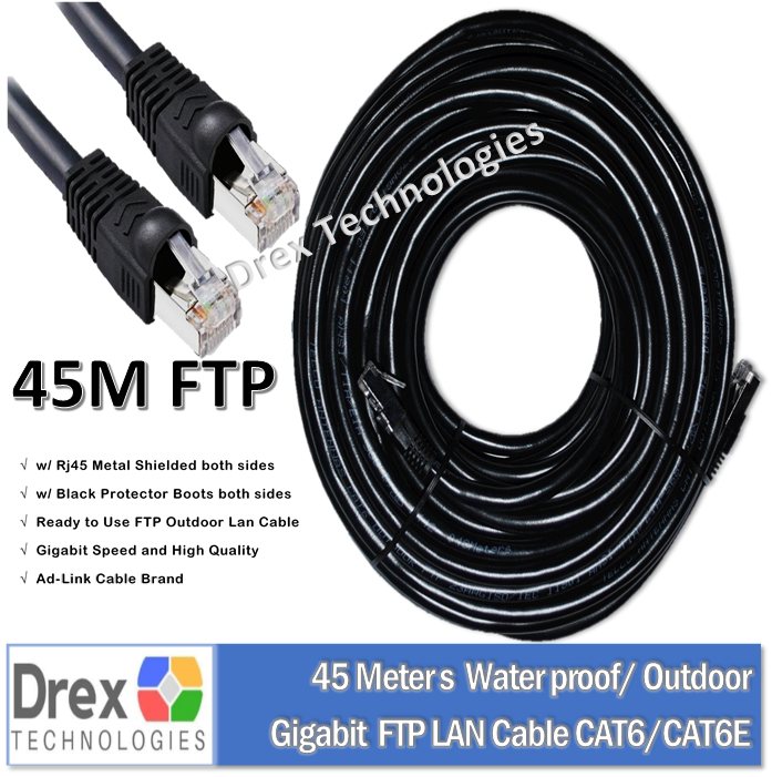 45M FTP Outdoor Lan Cable Cat6 with Metal Shielded RJ45 (Ready to Use ...