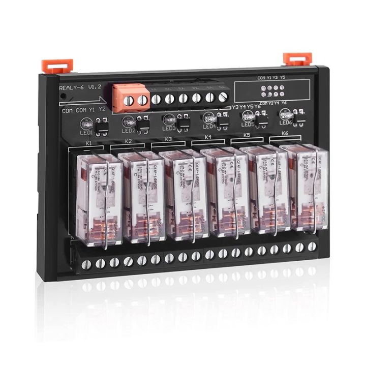 DC 24V Relay Module, 6 Channel SPDT Switch Module with Isolated Optocoupler DIN Rail Mount ...