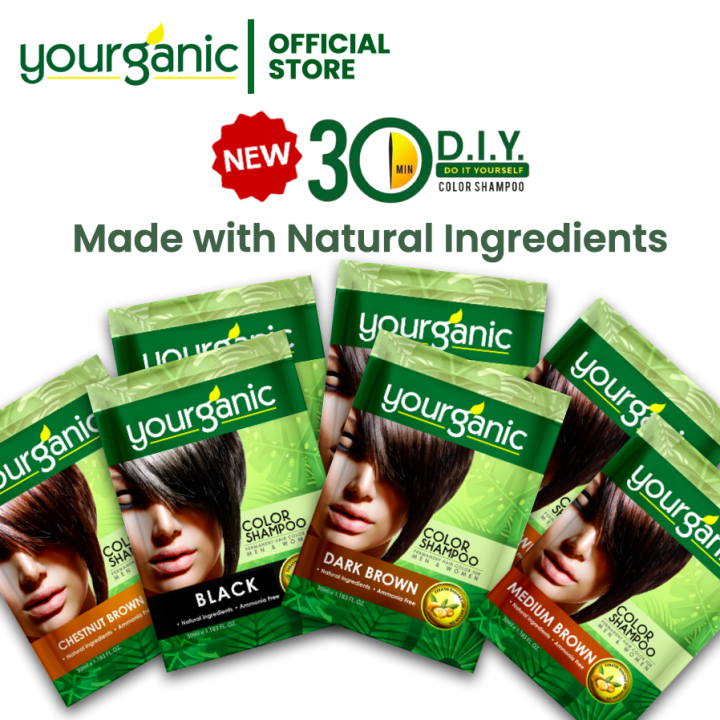 NEW!!! Yourganic Color 30 Minute Hair Dye Shampoo Sachet 30ml | Lazada PH