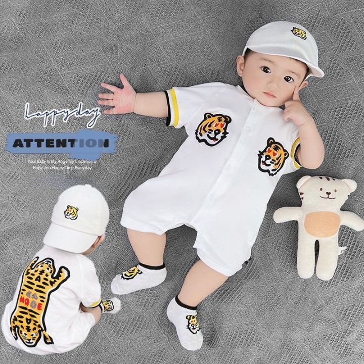 Cartoon Tiger One-piece Romper Tiger Hat Summer Newborn Baby Boy and ...