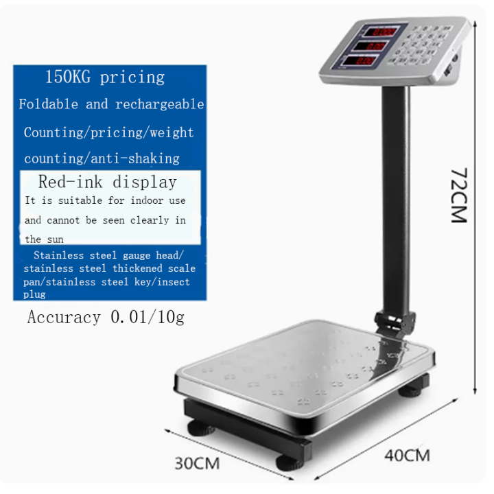 Commercial bench scale stainless steel 150kg electronic scale 100kg ...