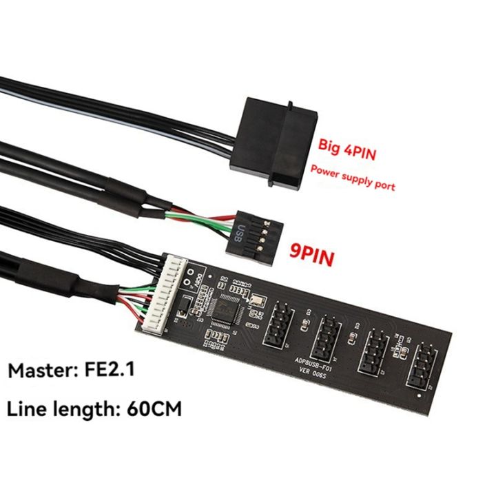 USB2.0 Header Splitter 9 Pin 1 to 4 Extension Hub Splitter with ...