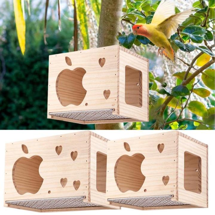 Cockatiel Nesting Box Wooden Mating Box for Parrots Natural Wood Bird ...