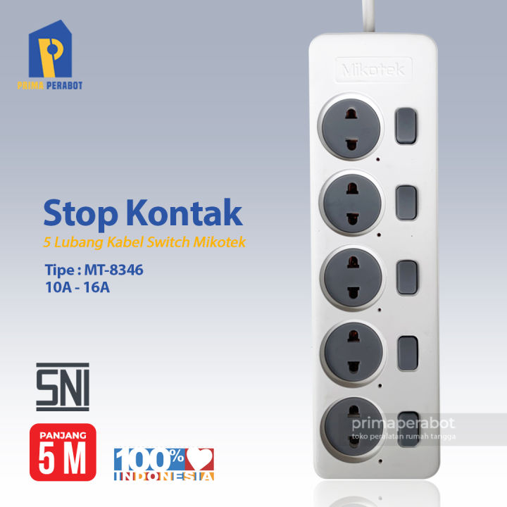Kabel Listrik Stop kontak Switch 5 Lubang 5 meter mikotek - Alat ...