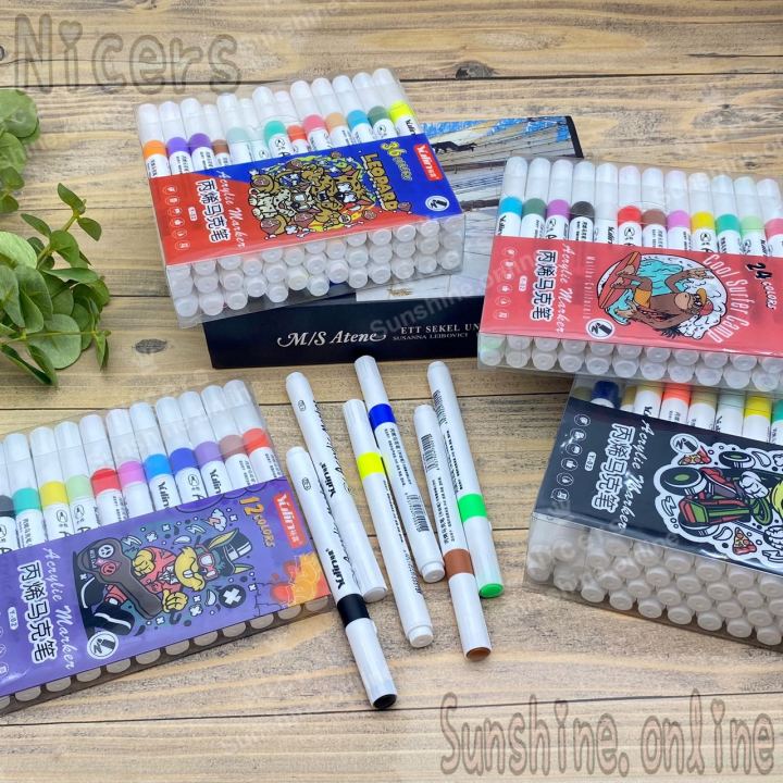 12,24,36,48 Colors Acrylic Paint Marker pen for Ceramic Rock Glass ...