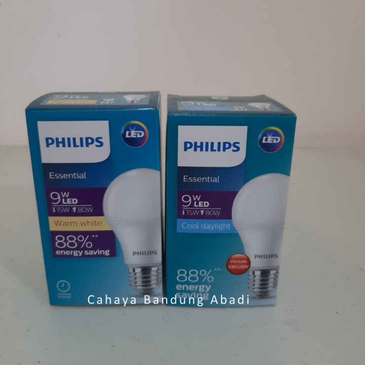 Lampu Philips Essential LED Bulb 9W 9 Watt Putih Kuning Cool Daylight Warm White 6500K 3000K E27 ...