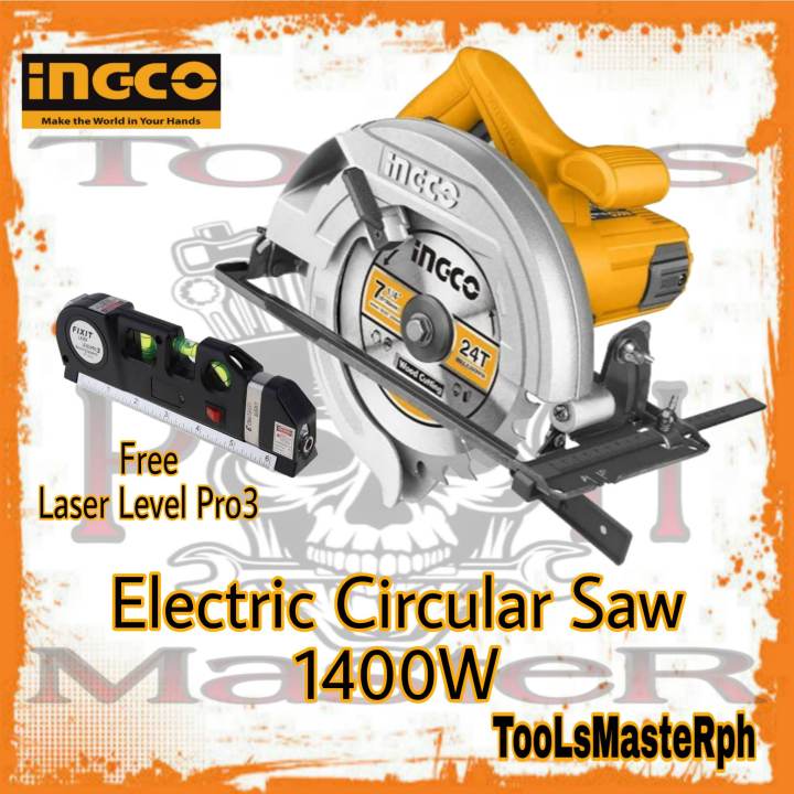 INGCO 1400W 7 1/4" Circular Saw CS185382 Free Laser Level | Lazada PH