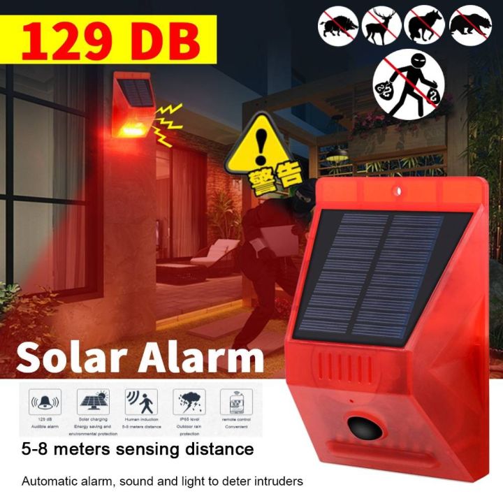 Costel 【Alarm System】Solar Warning Light IP65 129db Led Remote Control ...
