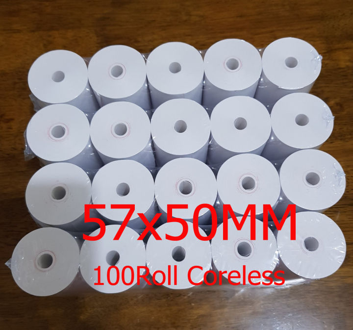 100Roll Thermal Paper 57MM x 50MM Coreless Cash Register paper Pos ...