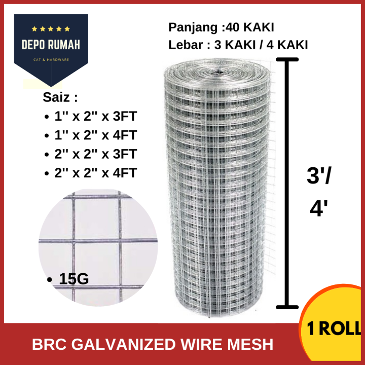 [40 KAKI] x 15G BRC Galvanized Welding Wire Mesh Net Netting / Dawai ...