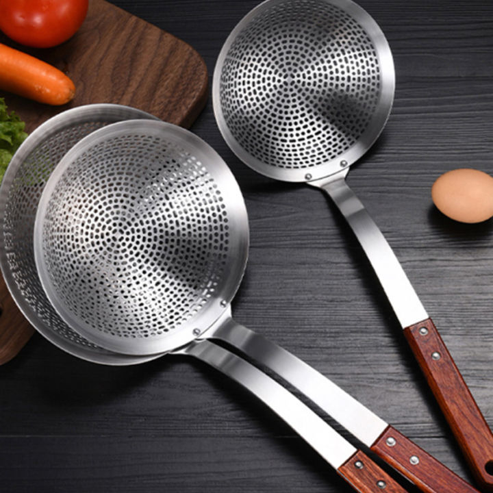 Strainer Skimmer Ladle, 304 Stainless Steel Solid Professional Oil ...