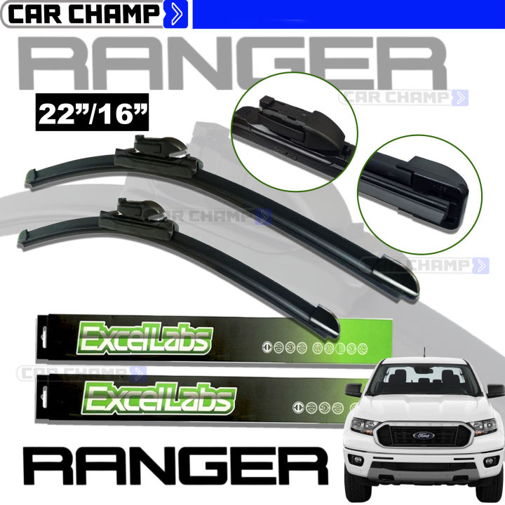 FORD RANGER / RAPTOR 2PCS EXCELLABS Front Wiper Blade All Season Banana ...