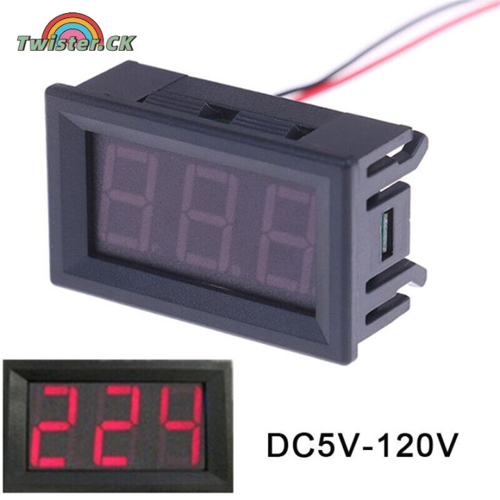 Twister.CK DC 5V-120V Car Digital Voltmeter Gauge Voltage Meter LED ...