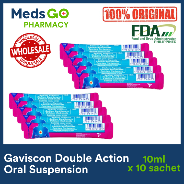Original Gaviscon DOUBLE ACTION Liquid Sachet 10ml x 10's | Lazada PH