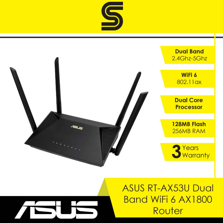 ASUS RT-AX53U AX1800 Dual Band WiFi 6 Router | Lazada