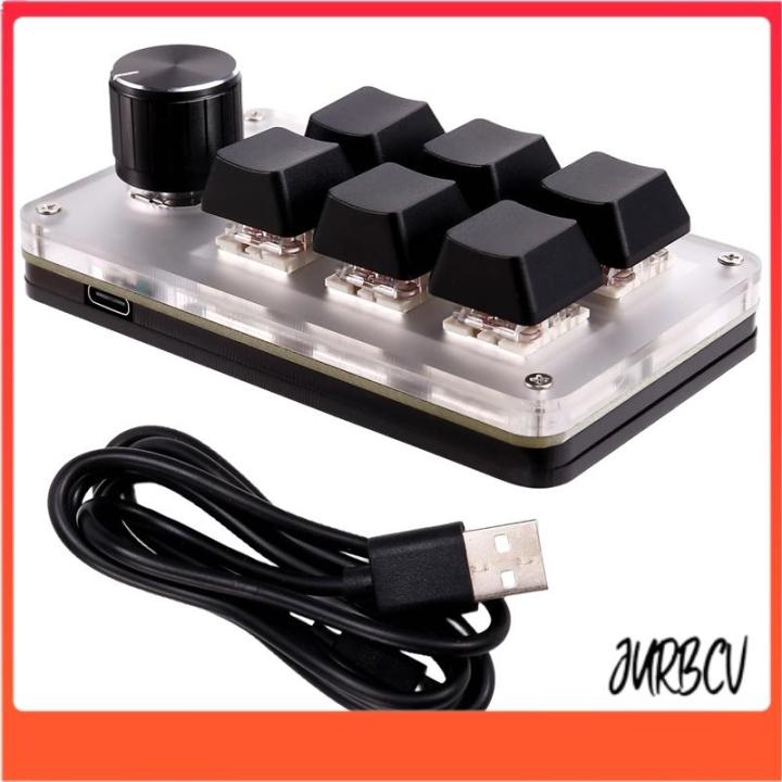 6 Key 1 Knob Copy Paste Mini Button Wired RGB Mini Mechanical Keyboard ...