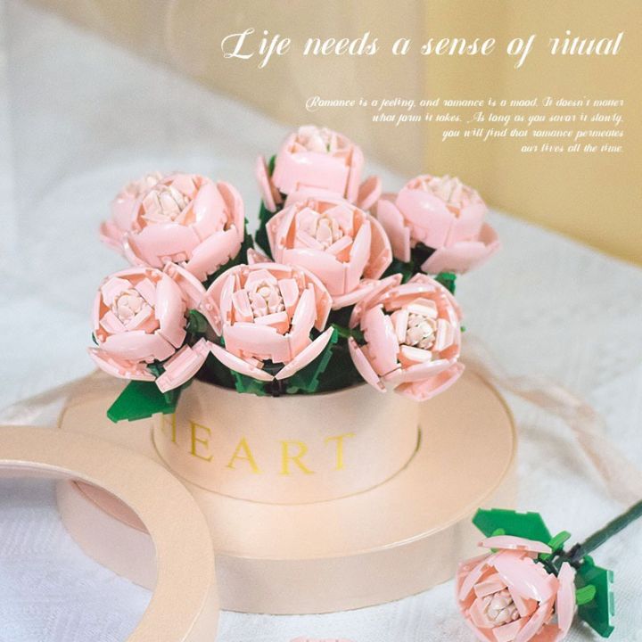 DIY Micro Rose Flower Building Blocks Mini Bricks Particles Eternal ...