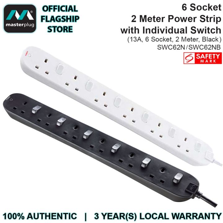 Masterplug Extension Socket, Individual Switched Extension Lead - 6 ...