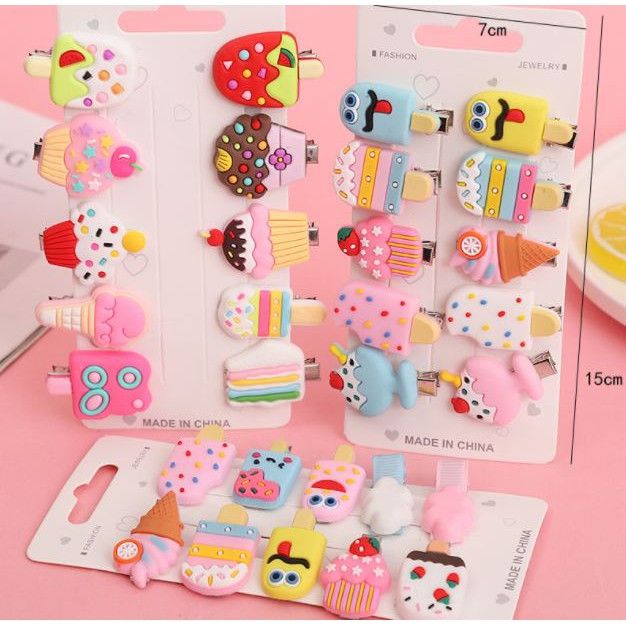 1 Set 10 Pcs Jepitan Rambut Anak Perempuan Motif Buah Bunga Pelangi Ice ...