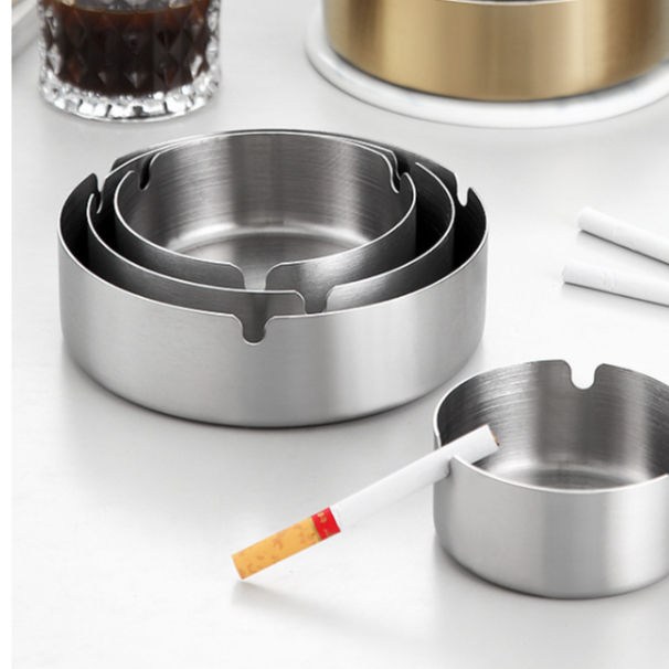 Asbak Rokok Stainless Bulat / Tempat Rokok Ashtray Silver Anti Karat ...