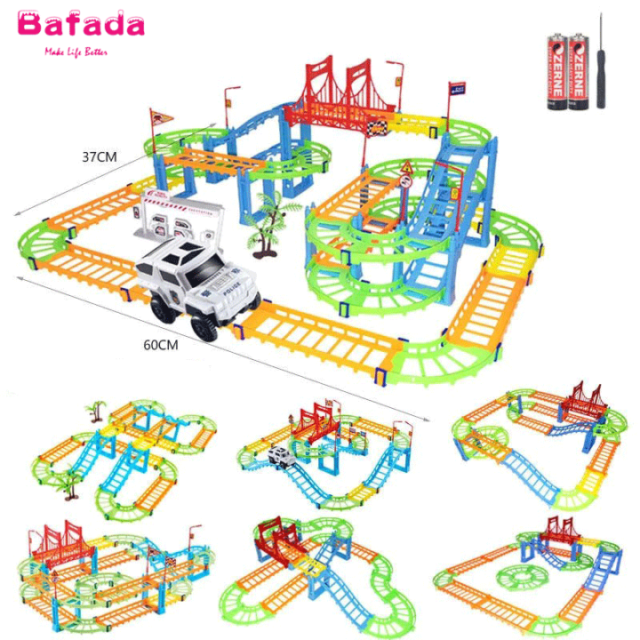 Bafada DIY block car Magical Slot With Car Colorful Buildable Assembly ...