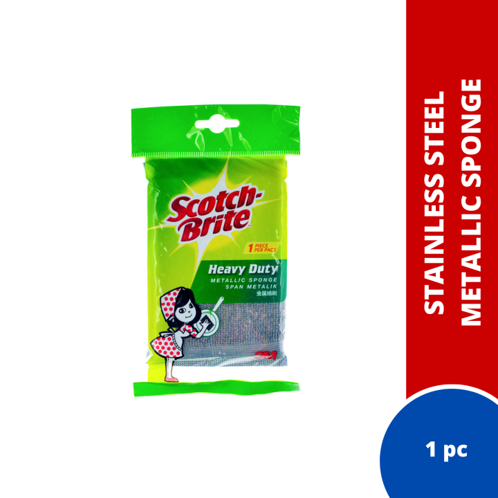 3M Scotch Brite Stainless Metallic Sponge 1's | Lazada