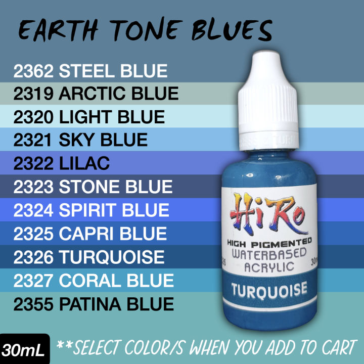 Earth Tone Blue Colors by Hiro Paints | High-Pigmented Waterbased ...