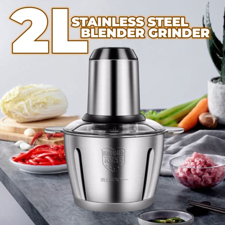 (2 LITER) Stainless Steel Mixer Food Processor & Blender Food Chopper ...