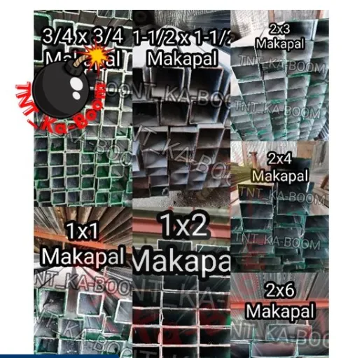 Square Tube G. I Tubular Makapal 2x2 2x3 2x4 2x6 1.5mm Cut Per 1Foot, 1 ...