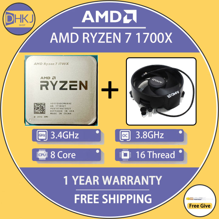 USED AMD Ryzen 7 1700X R7 1700X 3.4 GHz Eight-Core CPU Processor Socket ...