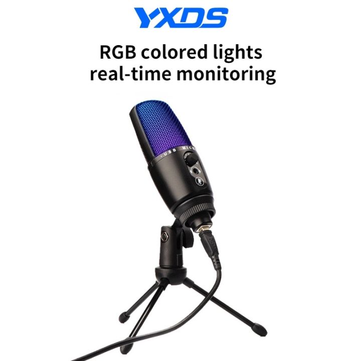 Ready Stock USB Condenser Microphone Computer Live Broadcast RGB ...