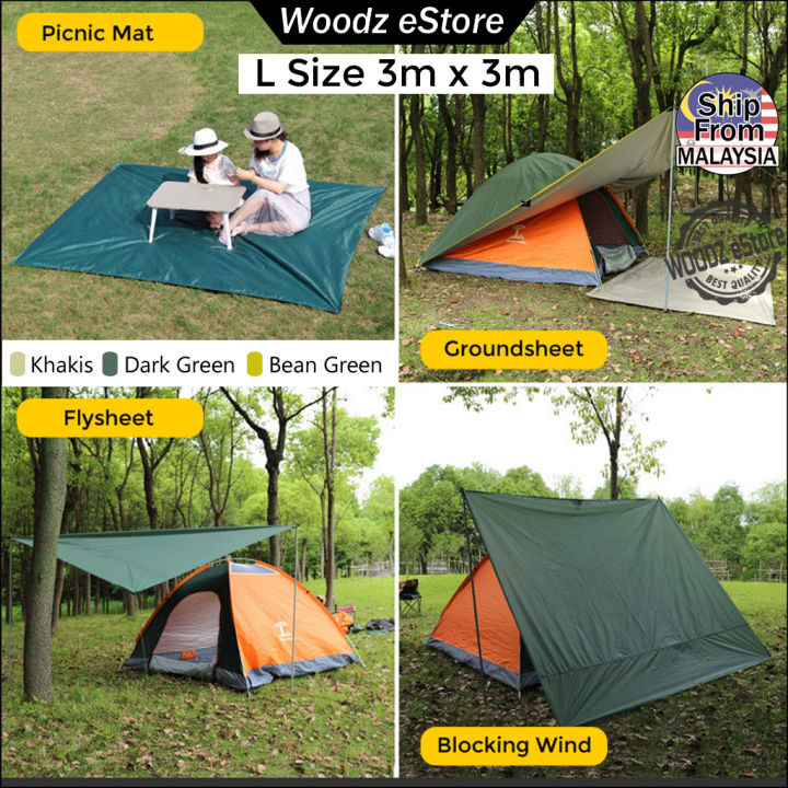 [Woodz] 3mx3m Camping Tent Tarp Picnic Mat Flysheet Waterproof ...