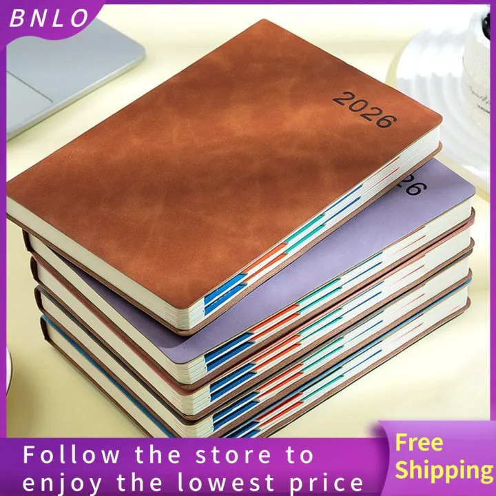 BNLO A5 Size Daily Planner Leather 365 Diary Book Gift 2026 Schedule ...