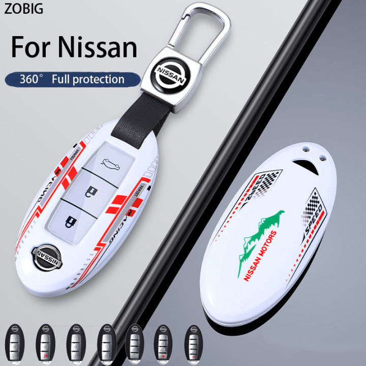 ZOBIG PC+TPU Key Fob Cover for Nissan Car Key Case Shell with Keychain ...