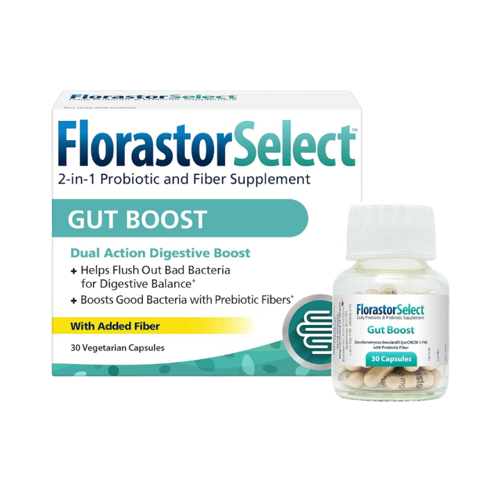Florastor Select 2-In-1 Probiotic and Fiber Supplement Gut Boost 30 ...