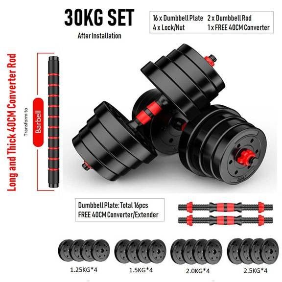 Dumbbell barbell 10kg/20kg/30kg/40kg Set Gym Equipment Fitness ...