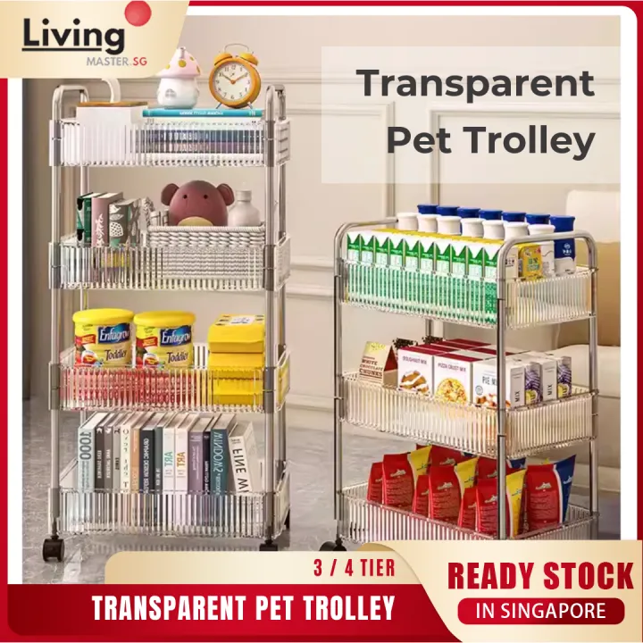 3/4 Tier Trolley Rack Transparent Multipurpose Storage Trolley ...