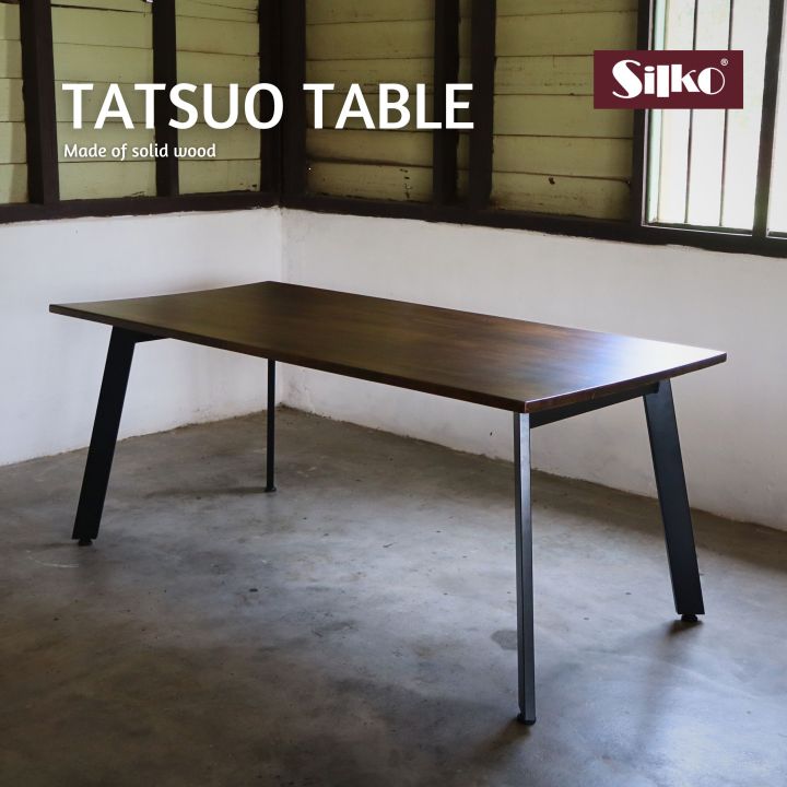 TATSUO Dining Table made of solid wood table top and poweder-coated ...