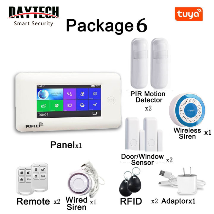 DAYTECH Home Security Alarm System Wireless WiFi/GSM Alarm System Full Touch Color Screen With ...