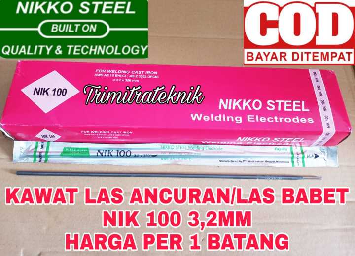 BISA COD Kawat Las Ancuran / Babet 3.2 mm NIK 100 NIKKO STEEL Harga Per 1 Batang Untuk ...