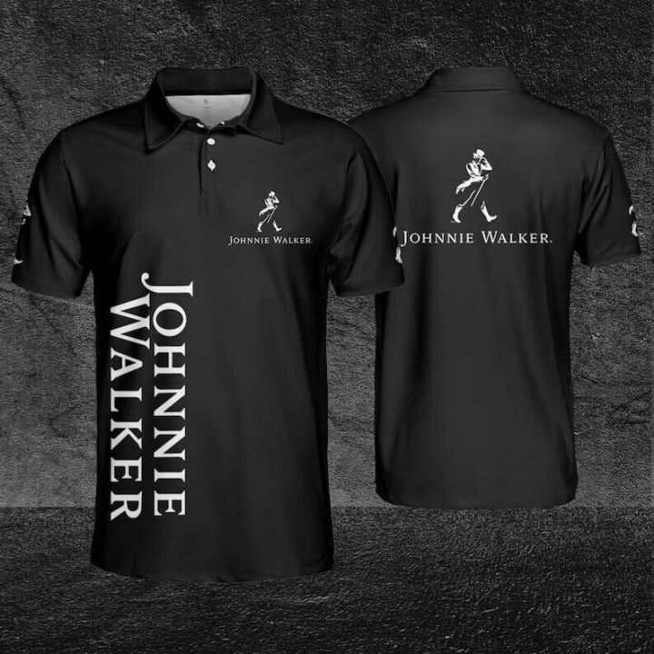 Johnnie Walker black Unisex polo shirt 3D trend sport T-shirt | Lazada