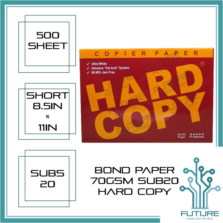 Bond Paper Hard Copy Paper (1) Ream 500 Sheets Per Ream Sub20 70gsm ...