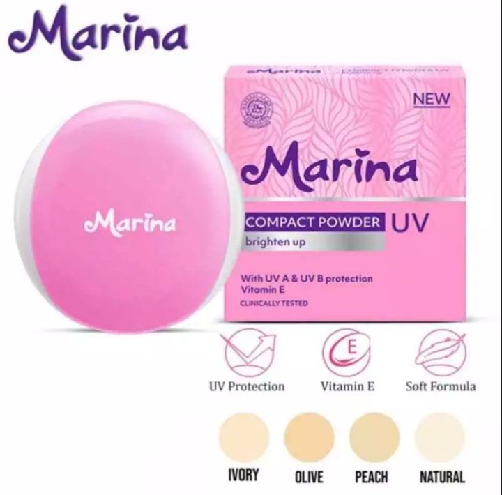 MARINA COMPACT POWDER UV BRIGHTEN UP 12GR | Lazada Indonesia